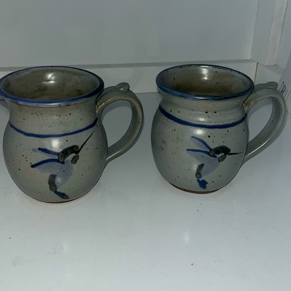 Havill | Kitchen | Havill Hand Made Pottery Set Of 2 Gray And Blue Bird ...
